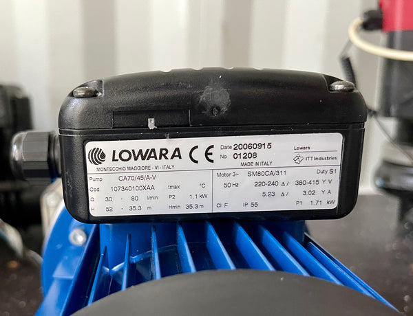 Lowara CA70/45/A-V 1.1kw Horizontal Multistage Pump 415v #3063 – The Pump Dealer