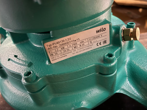 Wilo IPL 40/130-2,2/2 2089587 Dn40 In Line Pump 415v #3695 – The Pump ...