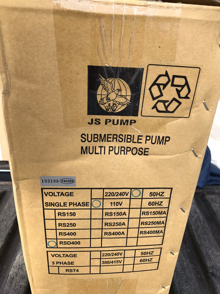 JS PUMP RSD 400 PUMP SUBMERSIBLE RESIDUE WATER DRAINAGE PUMP 110V #164 ...
