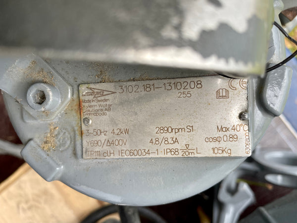 Flygt NX 3102.181 SH 4.2kW 255 adaptive impeller 400v submersible wast ...