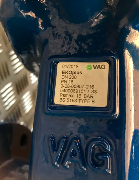 DN200 VAG EKO plus RESILIENT SEATED GATE VALVE, PN16 #1384 – The Pump ...