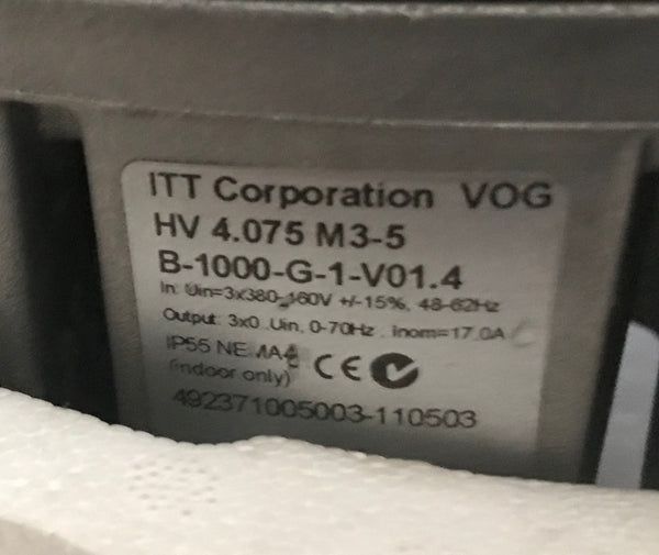 Xylem Hydrovar Inverter Control Unit HV 4.075 M3-5 B-1000-G-1-V0.14 Ma ...